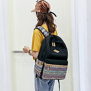 Swacort Backpack For Women Casual Lightweight Canvas Backpacks Travel Daykpack Cute Fashion Shoulder Carry-on Bookbag Black Daykpack