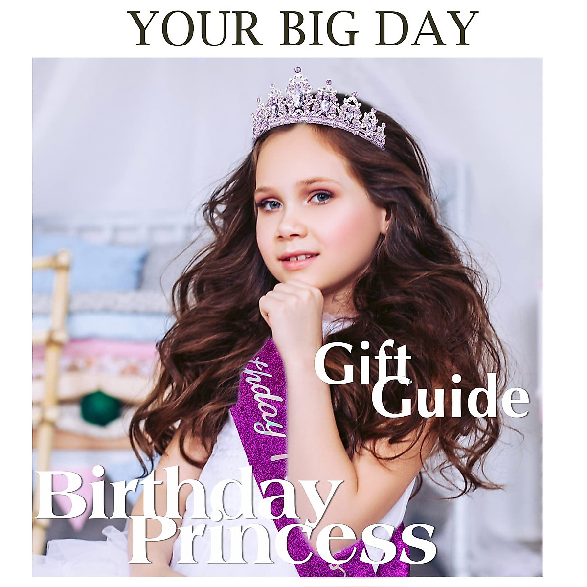 SuPoo Purple Birthday Sash and Crown Kit Princess Crown Birthday Tiara Birthday Girl Crown with Comb Glitter Birthday Sash for Women Crystal Tiaras for Girls Headband Happy Birthday Decorations Gifts