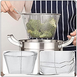 JUNXIAN Deep Frying Basket 2 Pack Stainless Steel Fry Basket Kitchen Chicken Basket Chip Fryer Kitchen Cooking Accessories Frying Net(31.5X18X11cm-2pcs)