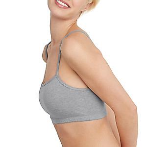 Hanes 3-pack Cotton Bralette, Moisture-wicking, Low-impact - String Crop Moon Sky/Concrete Heather/White, Medium