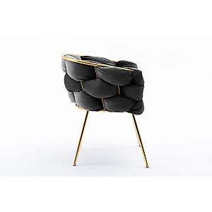 INMOZATA Velvet Chair Modern Dining Chair with Gold Legs, Upholstered Accent Chairs for Dining Room, Kitchen, Vanity, Living Room,Black