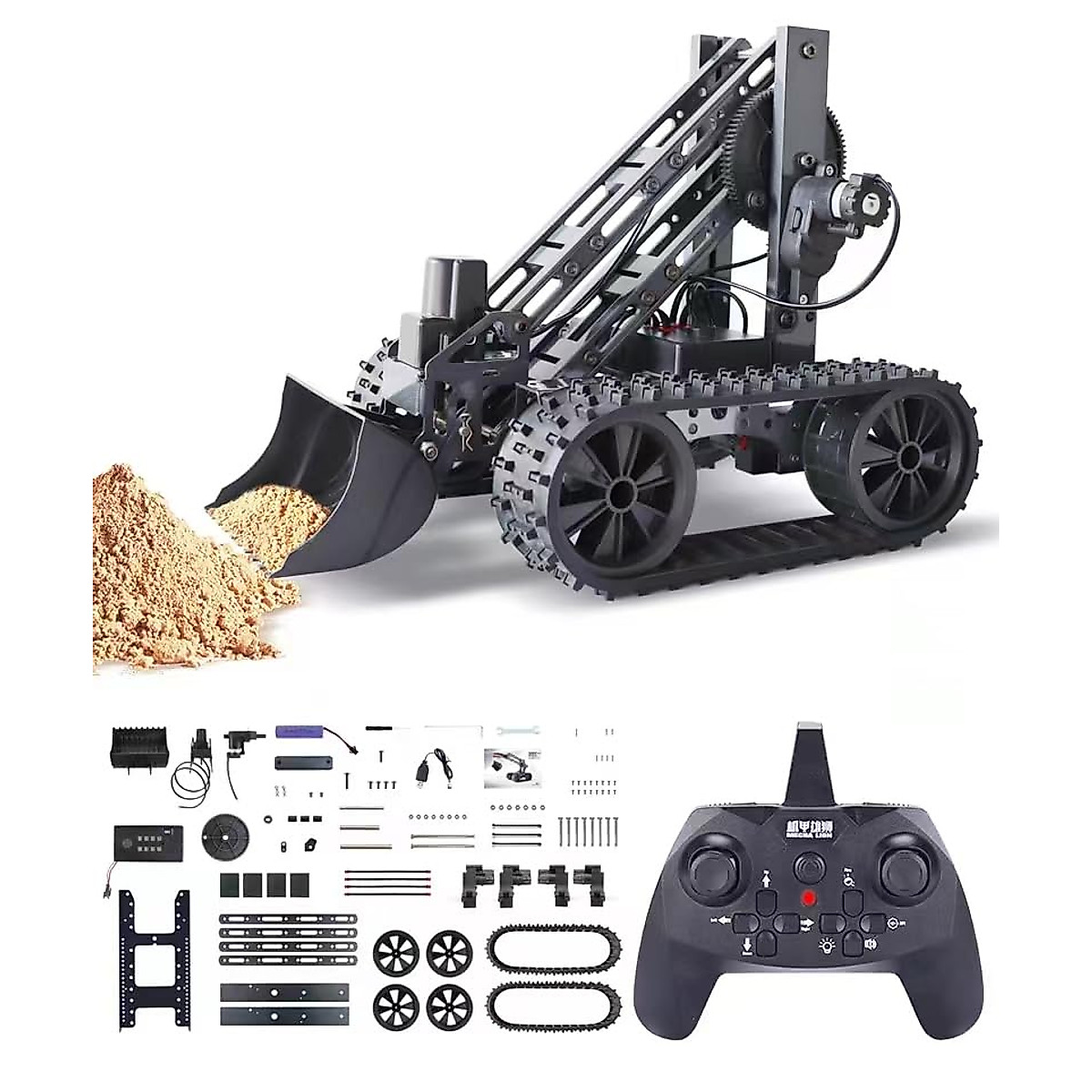 VANLINNY STEM Robotic Kit - 4DOF Robot Arm with Remote Control, Track 2 in 1 Educational Science Kits for Kids Ages 8-12 & 12-16 Project Kits for Engineering & Robot Building Great Kids Gifts.
