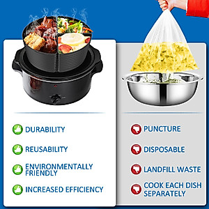 2023 Upgrade Silicone Crock Pot Liner Fit for Crockpot 6 QT Oval, BPA Free Reusable Slow Cooker Divider Insert Separator Bags Triple Pockets, Dishwasher Safe (3 Dividers)