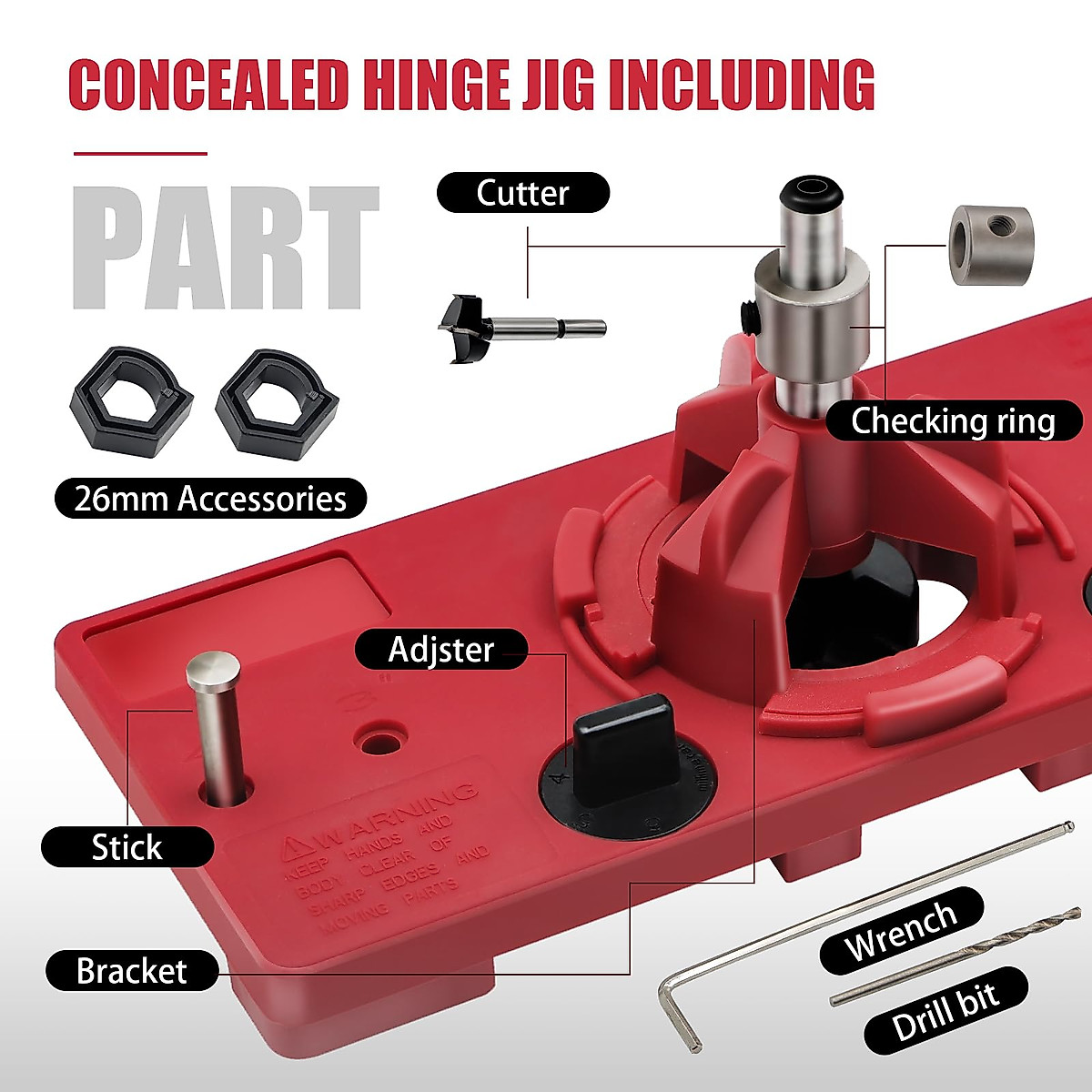 Vigtayue 35mm Hinge Drilling Jig Hole Guide Woodworking Tools, Concealed Hinge Jig for Kitchen Cabinet Doors Hinge