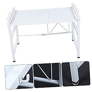 DOITOOL 1 PC Telescopic Shelf White Storage Shelf Racks for Storage Shelves Kickstand Bathroom Storage Stand Kitchenware Storage Holder Retractable Shelf Toiletries Desktop White Iron