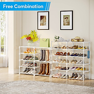 Tribesigns Shoe Rack, 10 Tiers Shoe Stand - Stores 36-44 Pairs, Closet Organizer with Boot Rack and 2 Hooks