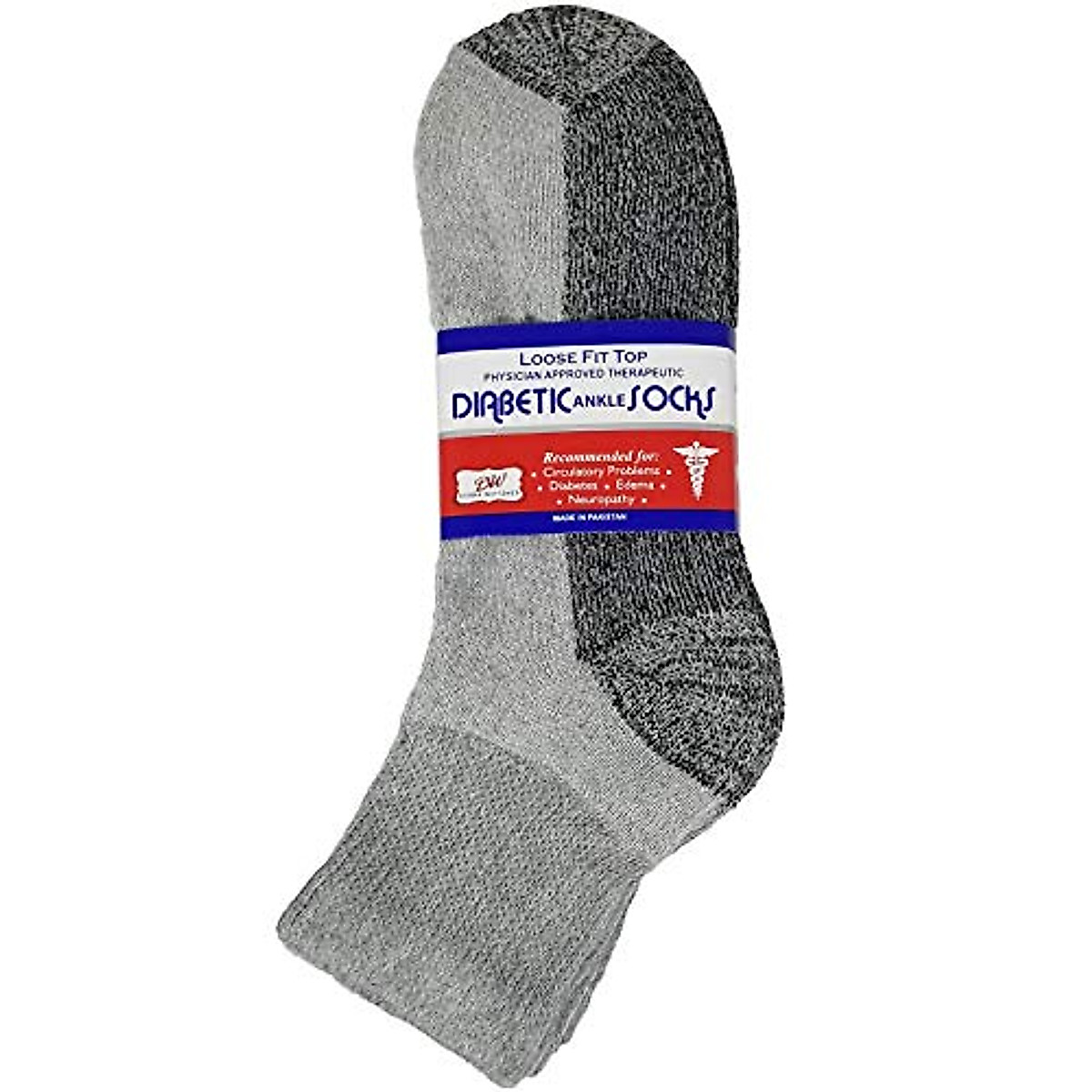 6 Pairs Diabetic Ankle Socks Reinforced Heel and Toe Non-Binding Cushion Socks for Men and Women Grey/Black Sole 13-15 Debra Weitzner