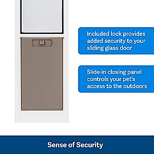 PetSafe 1-Piece Sliding Glass Pet Door for Dogs & Cats - Adjustable Height 75 7/8" to 80 11/16"- Large, White, No-Cut Install, Aluminum Patio Panel Insert, Great for Renters or Seasonal Installation