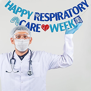 Respiratory Care Week Banner, Respiratory Care Week Party Banner, Happy Respiratory Care Week Sign, Respiratory Therapist Appreciation Party Decorations, Blue Glitter