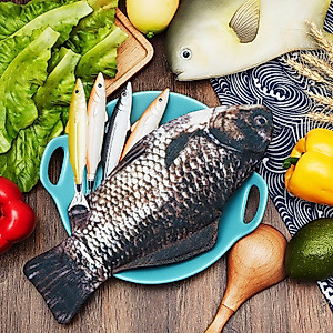 Outus 2 Pcs Fish Shaped Pencil Case Interesting Fish Pen Bag Funny Pencil Pouch Coin Purse with Padded Thick Foam Lining and 8 Pcs Cute Fish Pens for Office School Classroom Home(Black,Classical)