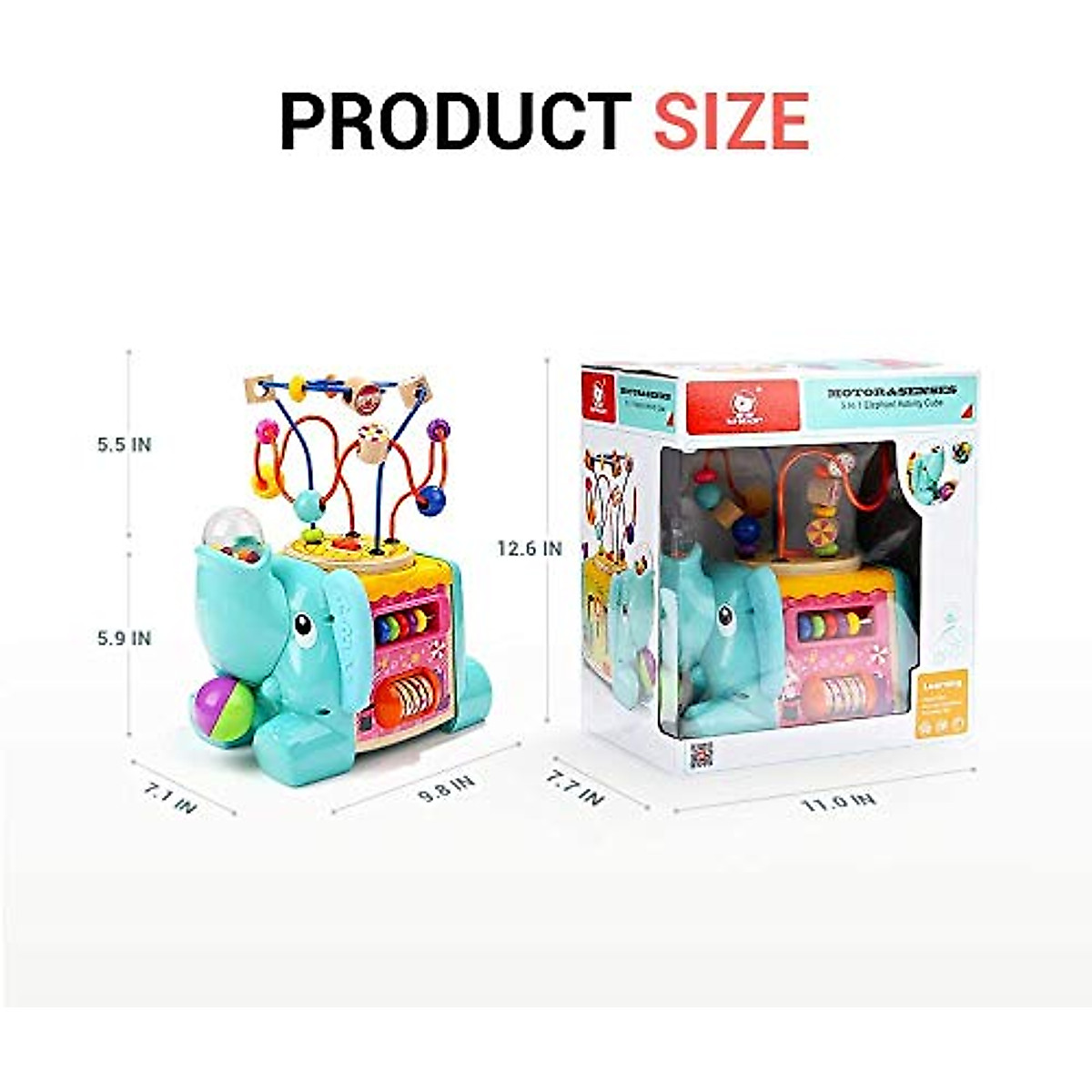 TOP BRIGHT Activity Cube Toys for 1 Year Old Girl, Toddlers Wooden 7 in 1 Activity Cube Center Playset with Bead Maze Shape Sorter