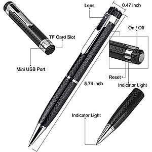 Hidden Spy Camera Pen,with HD 1080P Video Recorder Security Cam with USB Cable, 32GB Micro SD Card, Card Reader, 5 Refills for Business, Conference, Securit