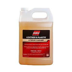 Malco Leather & Plastic Cleaner – Penetrates Deep to Remove Dirt, Grime and Oily Soils/Restores Leather, Plastic and Vinyl/Leaves Surfaces Clean, Shiny and Film-Free / 1 Gallon (100101)