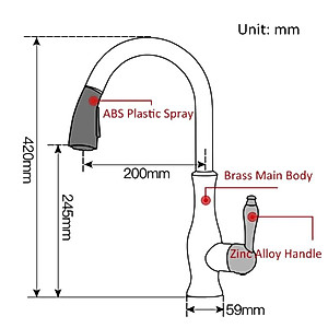 Pull Out Kitchen Sink Single Lever Water Mixing Faucet Crane for Kitchen 360 Degree Rotating Mixer(Bronze Black)
