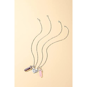 PESOENTH BFF Necklace for 2 - Matching Heart Best Friends Crystal Pendant Necklaces Friendship Jewelry Set for Girls Women
