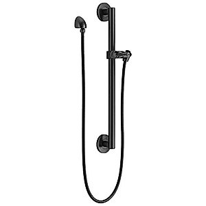 DELTA FAUCET 51600-BL Adjustable Slide Bar & Grab Bar Assembly with Elbow Handshower, Matte Black