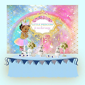 Mocsicka Unicorn Baby Shower Backdrop Princess Rainbow Sparkle Photography Background 7x5ft Vinyl African American Girl Party Backdrops Banner Decoration