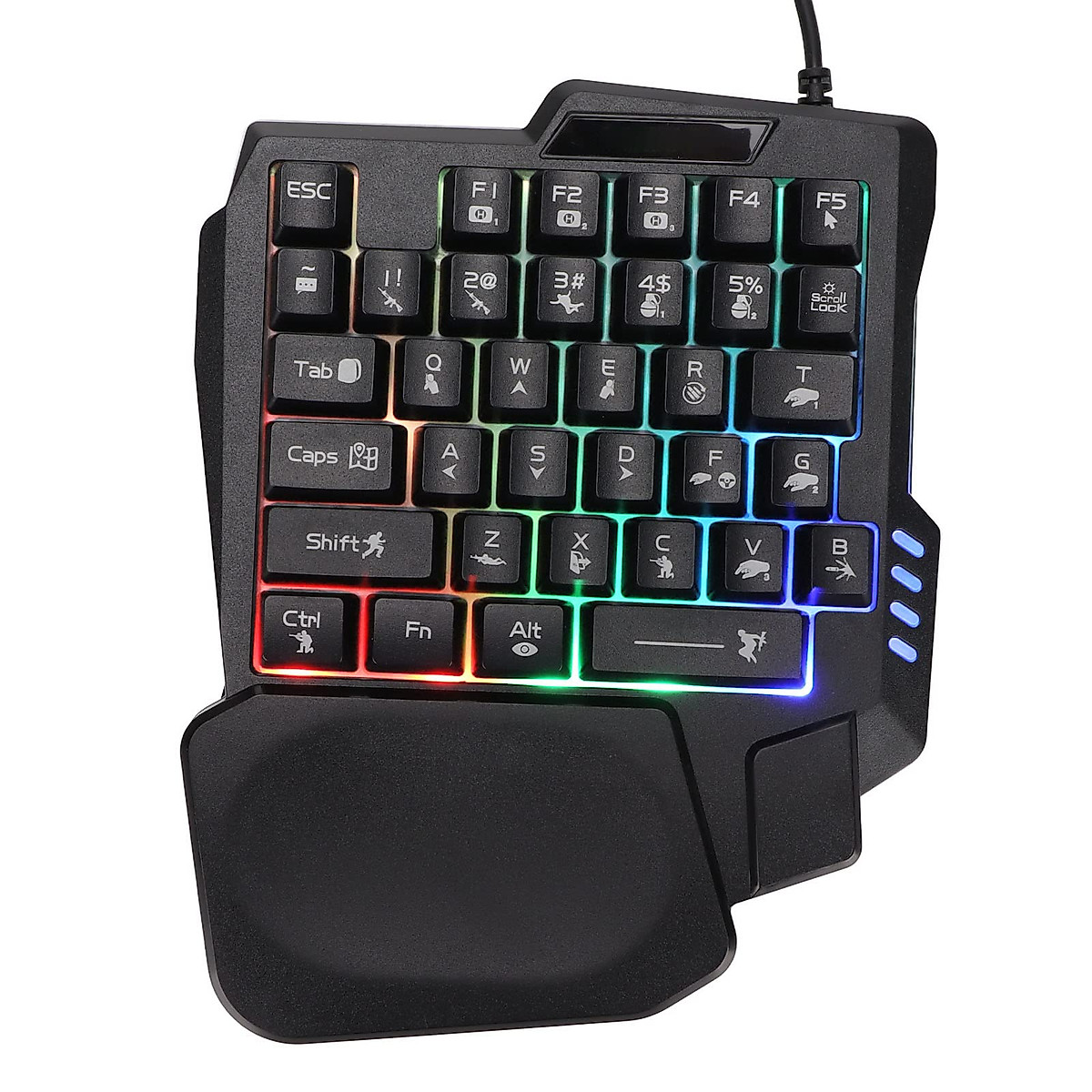 Archuu One-Handed Mechanical Gaming Keyboard,35 Keys Waterproof Professional Gaming Keypad,with 3 Color Backlight, Single Handed Keyboard for Computer Mobile Games
