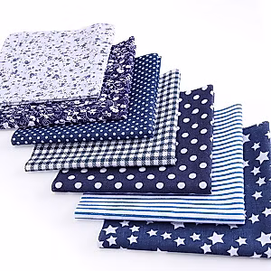 YOLUFER DIY Cotton Fabric Bundle 19.7 x 19.7 Inches, 7PCS Different Pattern, Squares Patchwork Material for Sewing Quilting Scrapbooking.
