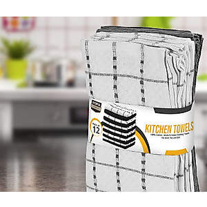 Utopia Towels Bundle of 24 Kitchen Dish Towels & Bar Mops - 12 Pack Tea Towels - 12 Pack Bar Towels - 100% Ring Spun Cotton - Soft, Absorbent & Multipurpose (Grey)