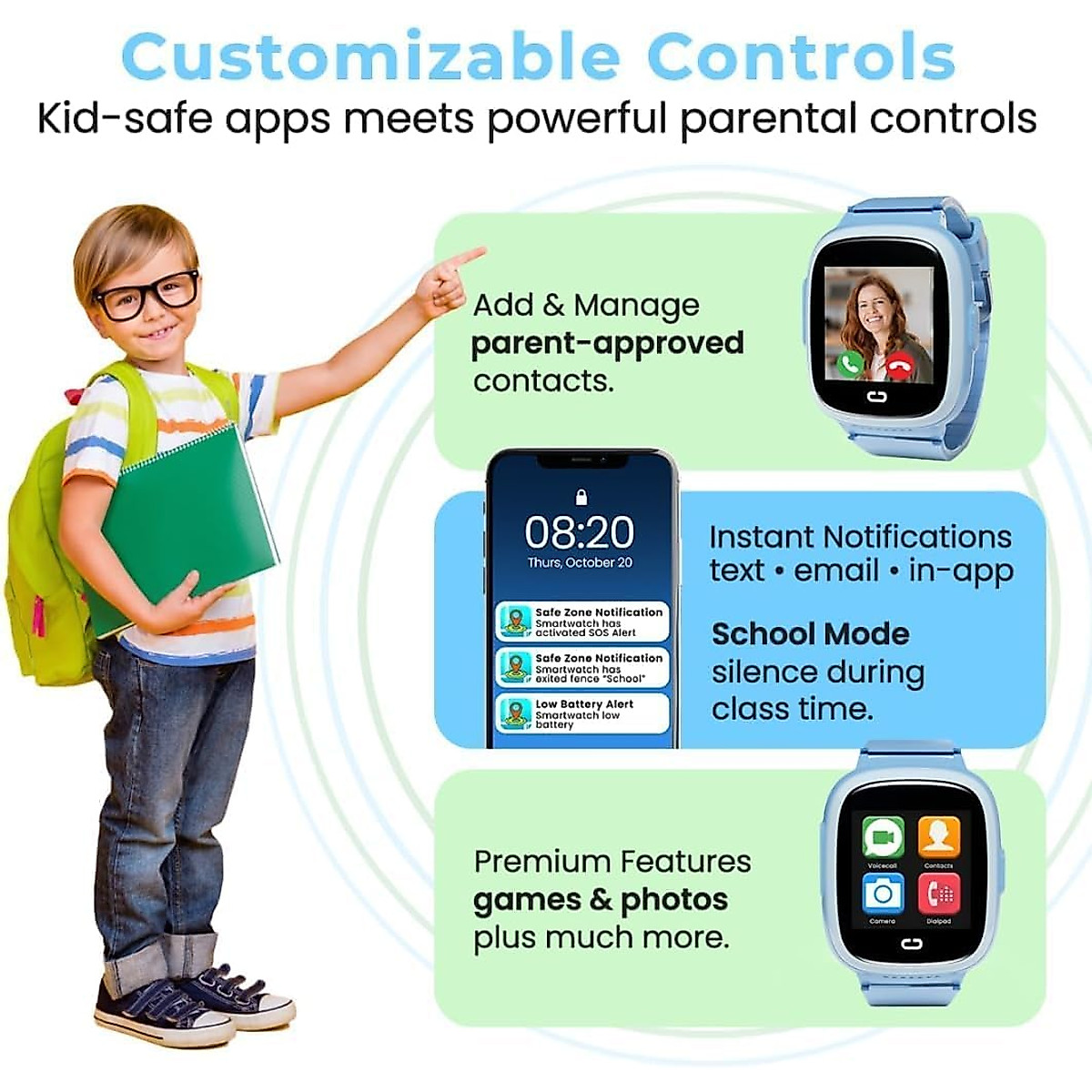 New 4G Edition - Kids Smart Watch (Blue) for Boys Girls (Age 3 Years +) - Touch-Screen Smartwatch with SIM Card – Remote Monitoring/Video Call/GPS Tracker - Ready Out of The Box