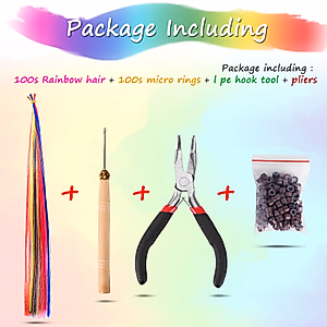 AmaSpace 100 Pcs Rainbow Hair Extensions, 20 Inch Colored Clip In Hair Extension Clip for Women Kids Gift Cosplay Dress Up Party Highlights (15 Colors, Contains Hair Extension Tools)