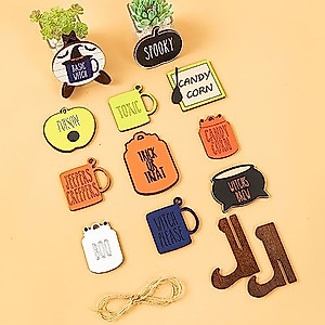 Halloween Farmhouse Decors for Tiered Tray for Living Room Bathroom Tiered Tray Decors Set Wooden Table Signs Tiered Tray Set Decorative Trays Signs Wood Sign Mini Signs Bedroom Wooden Decor