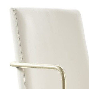 Elle Decor Giselle Modern Home Office Desk Chair, High Back Adjustable Computer Chair with Gold Arms, Base and Wheels, Velvet Fabric, Cream