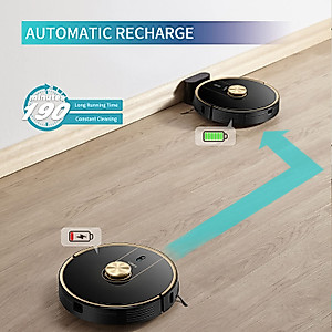 UONI V980Plus Robot Vacuum Cleaner and Mop Combo with LIDAR Mapping Technology - 2700Pa Strong Suction Slim Design Self-Charging 5200mAh Robotic Vacuums Ideal for Pet Hair Hard Floor Carpets