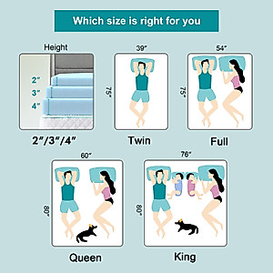 iHomy 3 Inch Memory Foam Mattress Topper Cooling Gel Infused Twin Mattress Toppers with Removable Breathable Cover (Twin, 3 Inch)