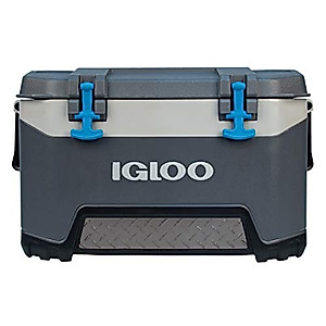 Igloo BMX 52 Quart Cooler with Cool Riser Technology, Fish Ruler, and Tie-Down Points - 16.34 Pounds - Carbonite Gray and Blue