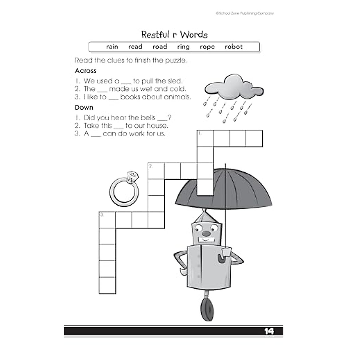 School Zone - My First Crosswords Workbook - Ages 6 to 8, 1st to 2nd Grade, Activity Pad, Word Puzzles, Word Search, Vocabulary, Spelling, and More (School Zone Little Busy Book™ Series)