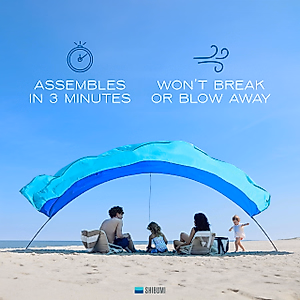 Shibumi Shade®, World's Best Beach Shade, The Original Wind-Powered® Beach Canopy, Provides 150 Sq. Ft. of Shade, Compact & Easy to Carry, Sets up in 3 Minutes, Designed in America