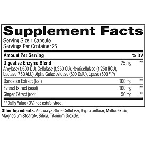 OLLY Beat The Bloat Capsules, Digestive Support Enzymes, Supplement for Women - 25 Count