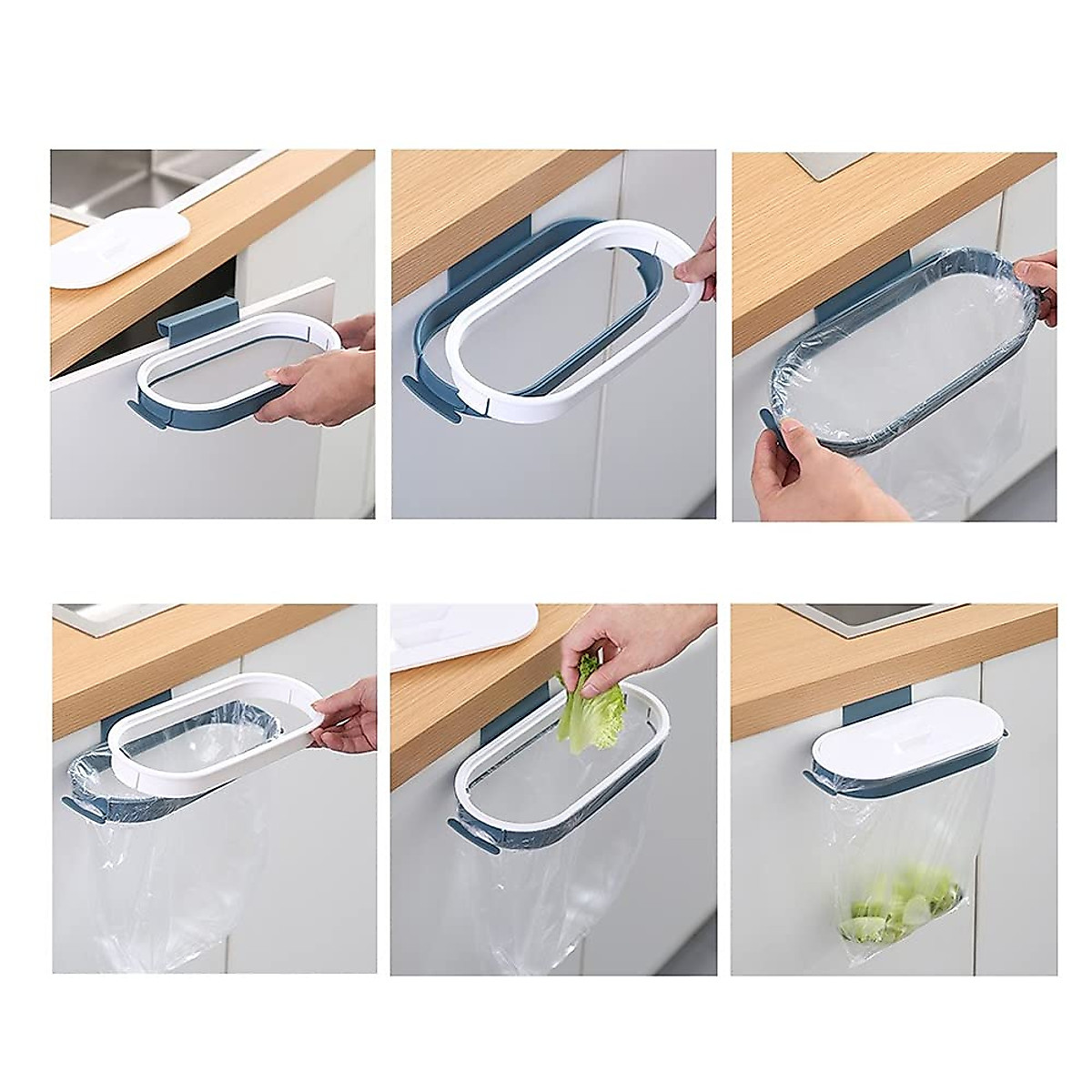 yuanxue 2Packs ABS Hanging Trash Bag Holder with Lid Over The Cabinet Door Cupboard Waste Garbage Trash Rack Hanger Multi-Purpose Storage Bag Holder for Kitchen Food Fruit Rubbish (Pink)