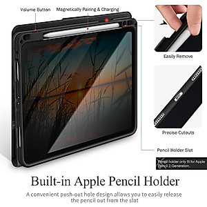KingBlanc Case for iPad Pro 11 inch 4th/3rd/2nd/1st Generation (2022/2021/2020/2018) with Pencil Holder, PU Leather Protective Stand Folio, Auto Sleep/Wake, Multi-Angles for Viewing/Typing, Black
