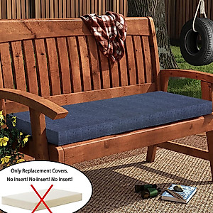 Magpie Fabrics Patio Bench Cushion Cover 45x18x3 Inch, NO Insert! Water&Fade Resistant Outdoor Loveseat Replacement Cover with Zipper (Navy Blue Textured)