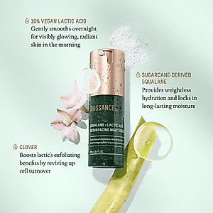 Biossance Squalane + Lactic Acid Resurfacing Night Serum. An Exfoliating AHA to Soften and Smooth Skin, Diminish Fine Lines and Brighten Complexion (1.0 ounces)