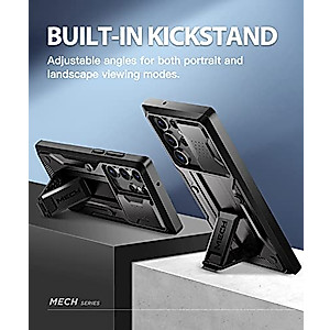 Tongate Compatible with Samsung Galaxy S23 Ultra Case with Slide Camera Cover & Kickstand, [10FT Military Drop Protection] Rugged Shockproof Phone Case for Galaxy S23 Ultra 5G 6.8 Inch, Black