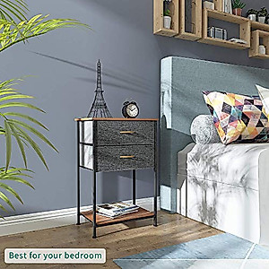 YITAHOME Dresser with 9 Drawers - Fabric Storage Tower (Dark Grey) & Storage Tower Unit with 2 Drawers - Dark Grey