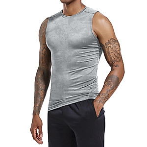 Holure Men's 5 Pack Compression Tank Tops Athletic Muscle Tee Fitness Bodybuilding Sleeveless T-Shirt Black/Camo Grey/White/Navy/Red 02 M