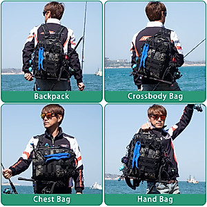 BLISSWILL Fishing Backpack Outdoor Tackle Bag Large Fishing Tackle Bag Water-Resistant Fishing Backpack with Rod Holder Shoulder Backpack fishing gifts for men
