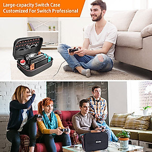 Deruitu Carrying Case Compatible with Nintendo Switch/Switch OLED Model - Portable Travel All Protective Hard Messenger Bag Soft Lining 18 Games for Switch Console Pro Controller & Accessories, Black