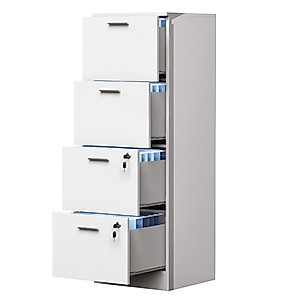 YITAHOME 4 Drawer Lateral Filing Cabinet, Chests of Drawers, Deep Vertical Storage Cabinet Fits Letter, A4, Legal Size for Home Office Organization, White