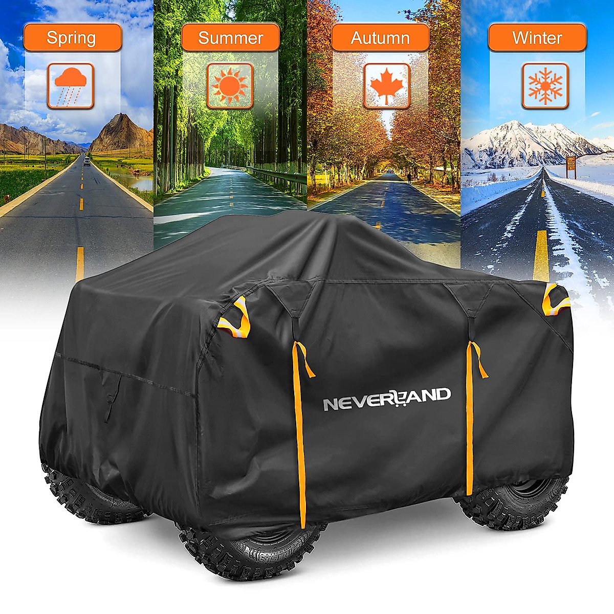 Neverland Waterproof ATV Cover Windproof Trailerable ATV Cover 300D Oxford Heavy Duty Trailer 4 Wheeler Cover Compatible with All Weather Outdoor Indoor Protection Polaris Sportsman Can-Am Yamaha,XL