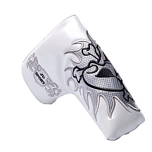 PLUSKER Skull Golf Blade Putter Cover Magnetic Closure Fashion Pattern Synthetic Crystal Mirror Leather White Golf Club Putters Headcover Protector