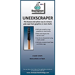 Brampton Uneekscraper Golf Grip Tape Remover - Scratch Proof - Works with Graphite and Steel Golf Shafts – Fastest Way to Remove Golf Grip Tape - Faster Golf Club Regripping