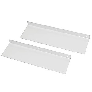 Ihomepark 20 Inch Metal Floating Shelves for Wall, Industrial Modern Steel White Shelf for Living Room, Bathroom, Kitchen and Office