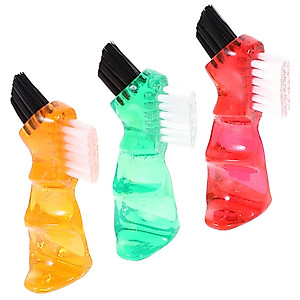 FOMIYES Toothbrushes 3pcs Cleaning Brush Hard Brush Toothbrush Double Sided False Brush Heads Portable for False Cleaning Cleaning