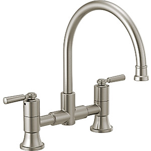 Peerless Delta Faucet P2923LF-SS Westchester Bridge Kitchen Faucet Two Handle, Stainless